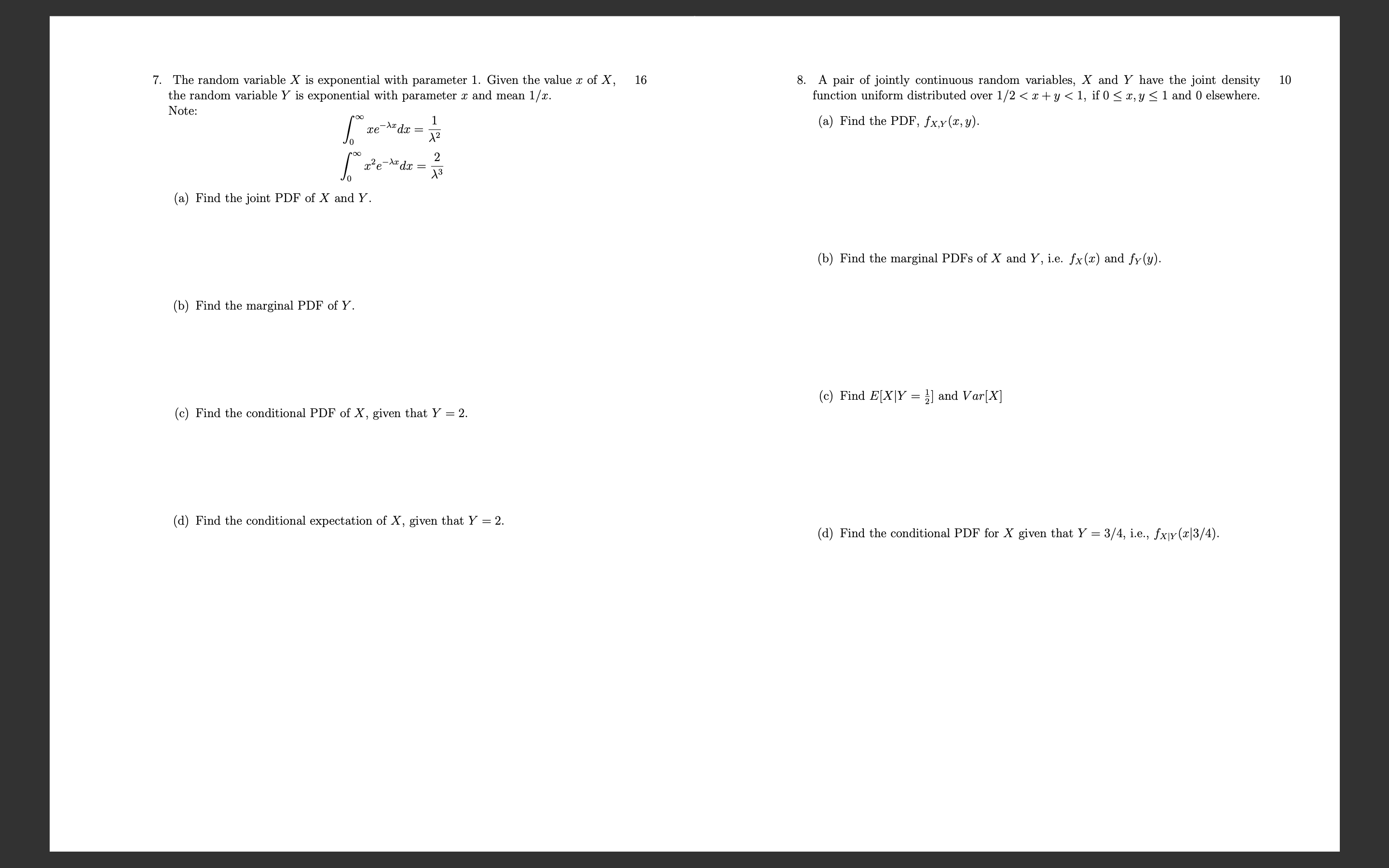 Solved 1. ﻿The random variable x ﻿is exponential with | Chegg.com