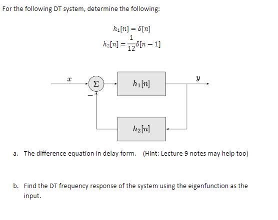 Solved For the following DT system, determine the following: | Chegg.com