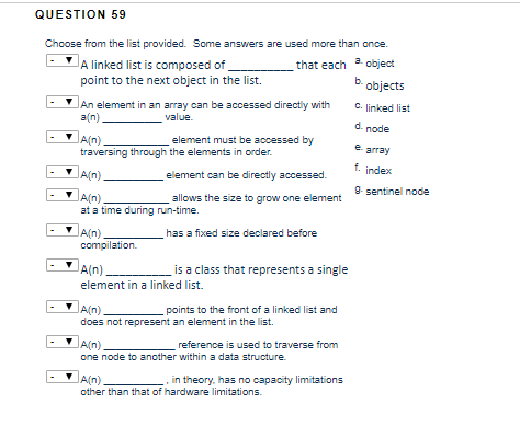 Solved QUESTION 59 Choose from the list provided. Some | Chegg.com