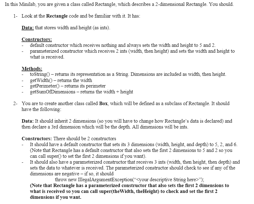Solved In this Minilab, you are given a class called | Chegg.com