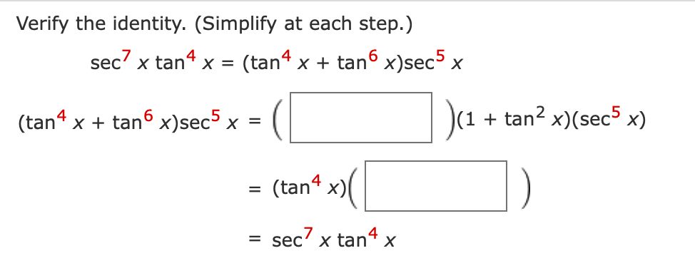 Solved Verify the identity. (Simplify at each step.) | Chegg.com