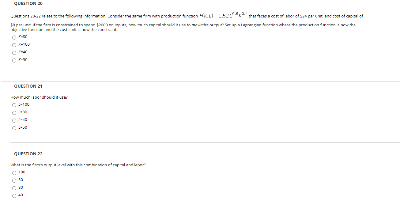 Solved QUESTION 17 Questions 17-19 relate to the following | Chegg.com
