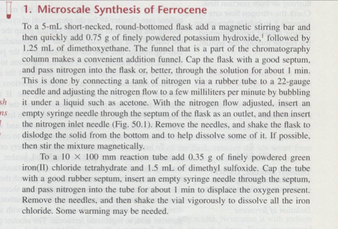 Solved 1. Microscale Synthesis of Ferrocene To a 5-mL | Chegg.com
