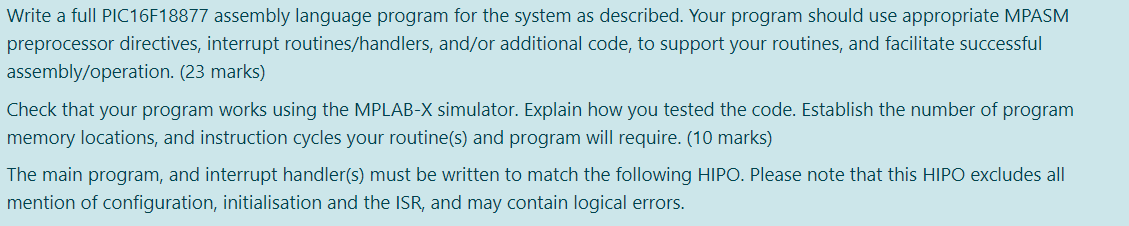 Write A Full Pic16f18877 Assembly Language Program 