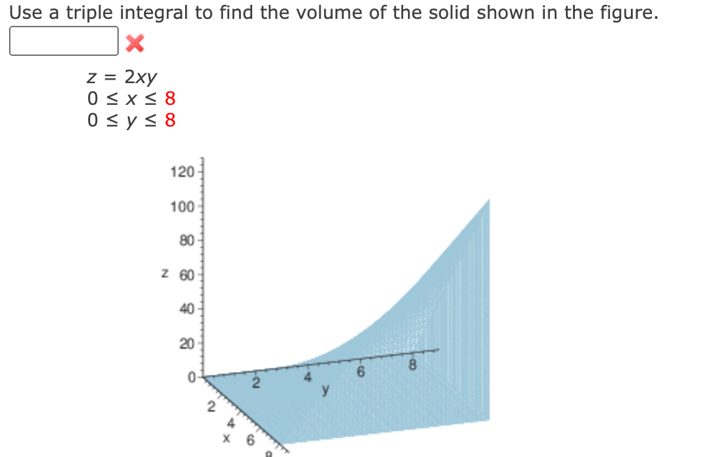 Solved Use a triple integral to find the volume of the solid | Chegg.com