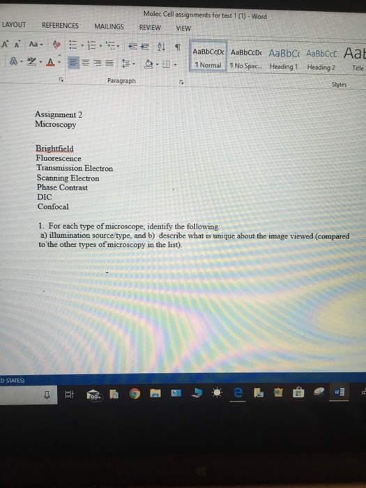 Solved Molec Cell assignments for test 1 (1)- Word LAYOUT | Chegg.com