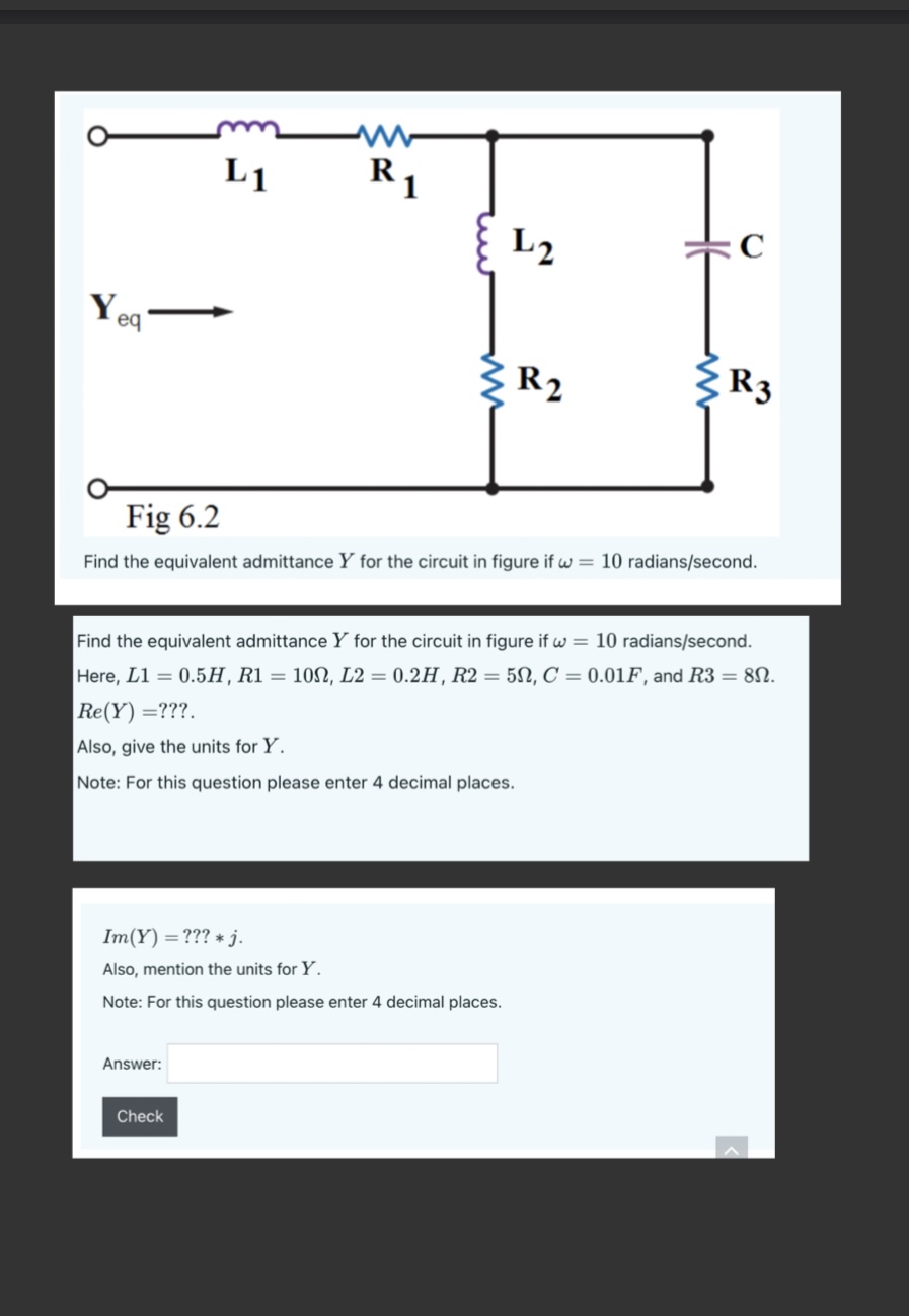 Solved Find the equivalent admittance Y for the circuit in | Chegg.com