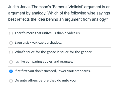 Solved Judith Jarvis Thomson's 'Famous Violinist' argument | Chegg.com