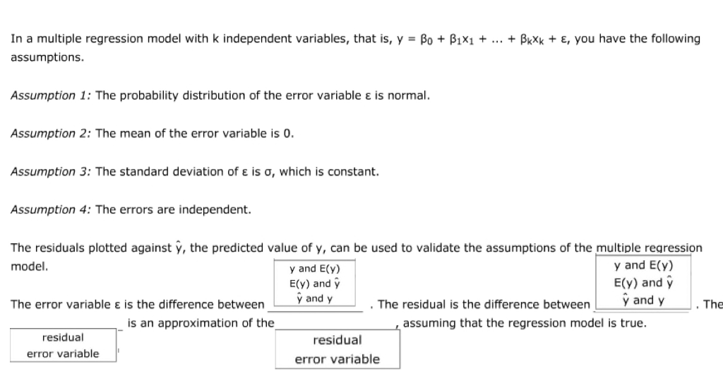 Solved In A Multiple Regression Model With K Independent