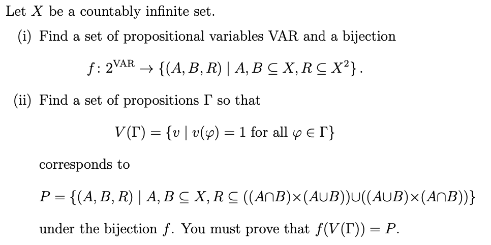 Solved Let X be a countably infinite set. (i) Find a set of | Chegg.com