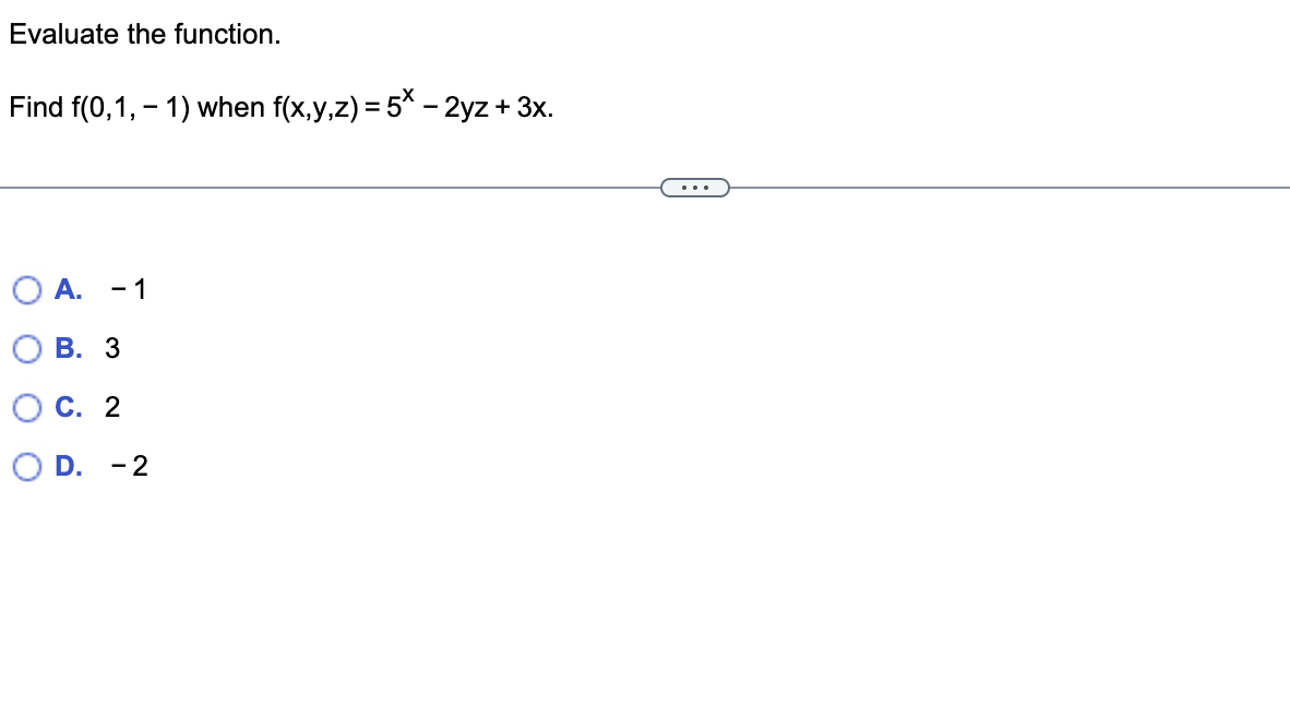 Solved Evaluate the function. Find f(0,1,−1) when | Chegg.com