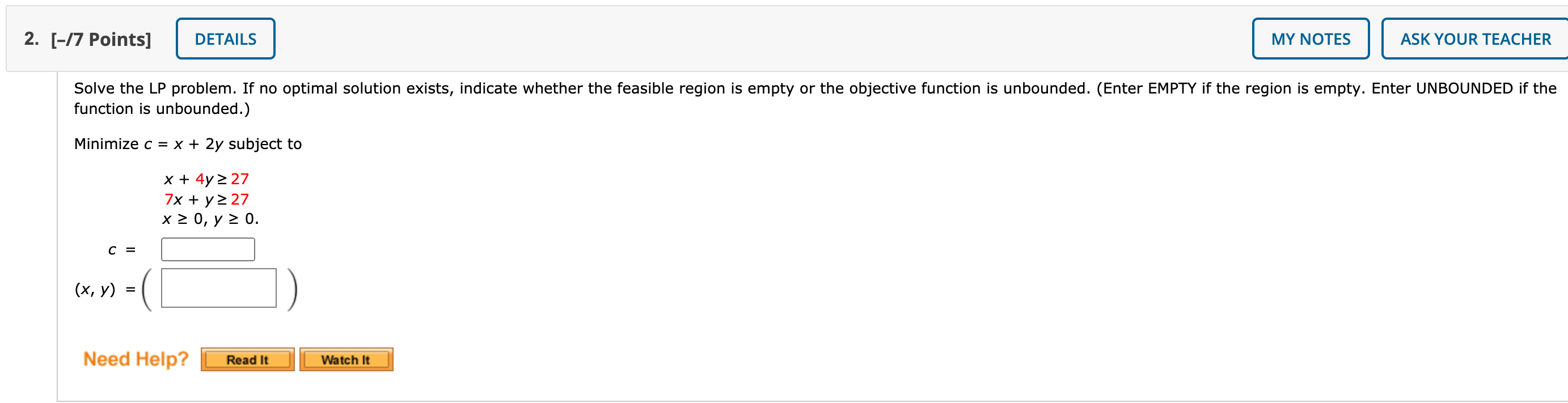 Solved 2. [-/7 Points] DETAILS MY NOTES ASK YOUR TEACHER | Chegg.com