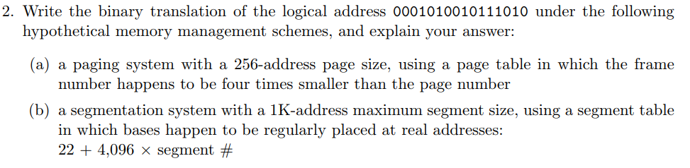 Solved 2. Write the binary translation of the logical | Chegg.com