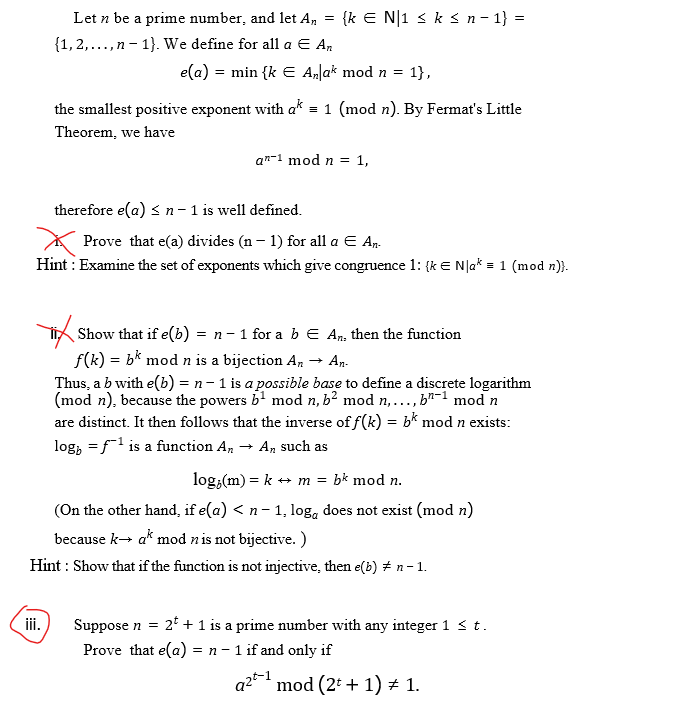 Solved Let n be a prime number, and let An={k∈N∣1≤k≤n−1}= | Chegg.com