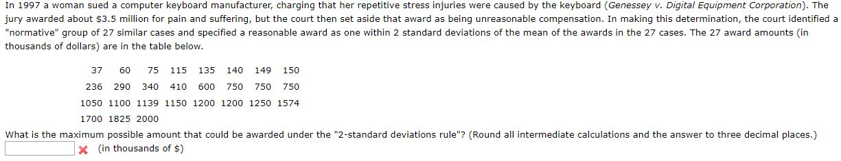 Solved In 1997 a woman sued a computer keyboard | Chegg.com
