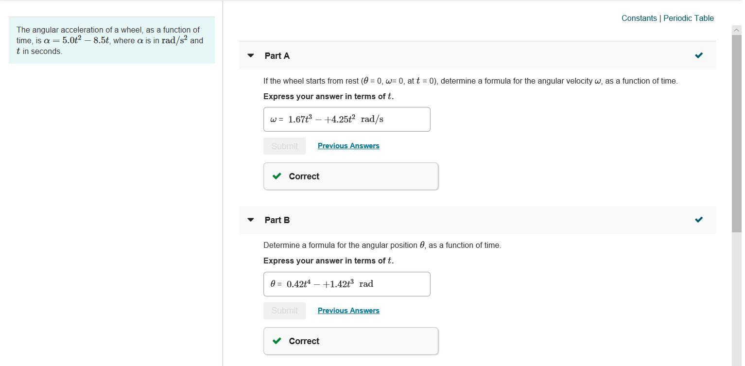 Solved Constants Periodic Table The angular acceleration of | Chegg.com