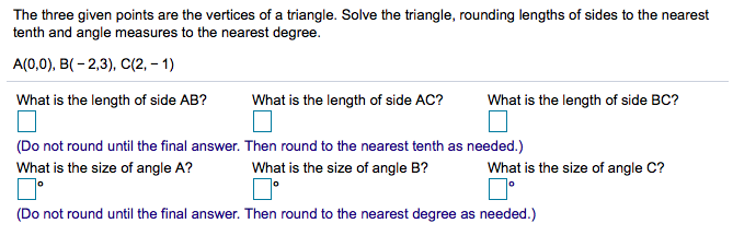 Solved The three given points are the vertices of a | Chegg.com