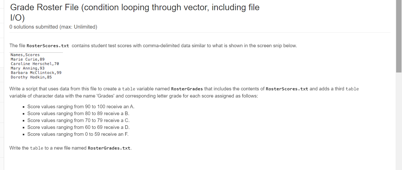 Grade Roster File (condition looping through vector, including file 1/0 ... Grade Roster File (condition looping through vector, including file 1/0 ...