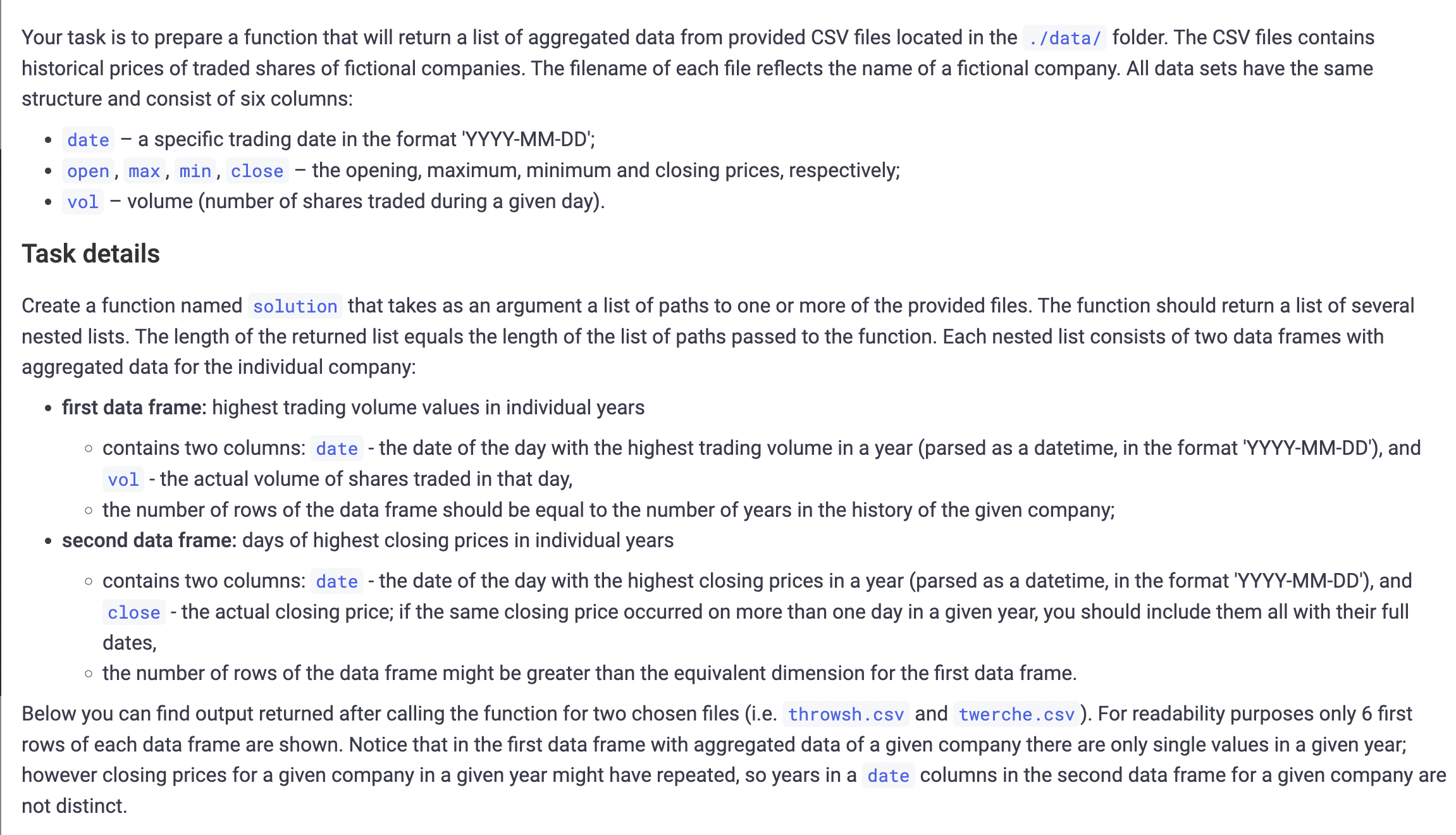 Solved Your task is to prepare a function that will return a | Chegg.com