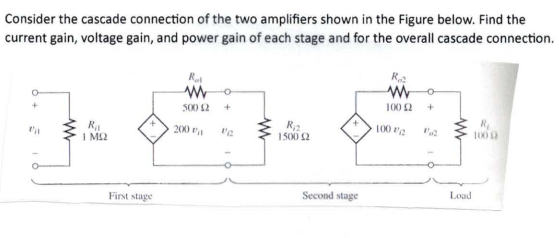 Solved Consider the cascade connection of the two amplifiers | Chegg.com