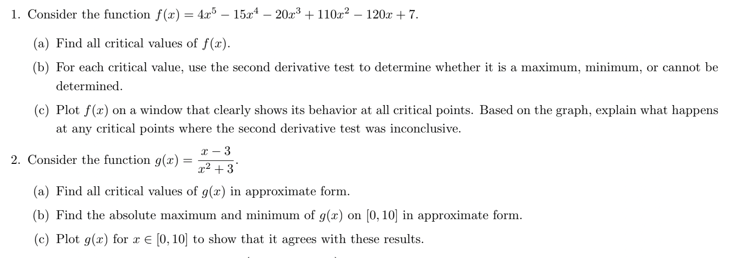 Solved 1. Consider the function | Chegg.com