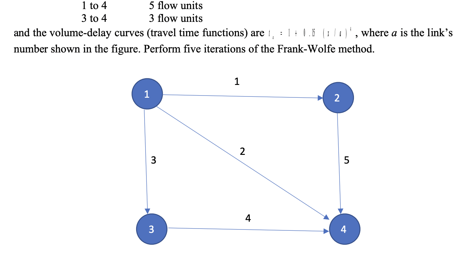 Solved Find the user-equilibrium flow pattern over the | Chegg.com