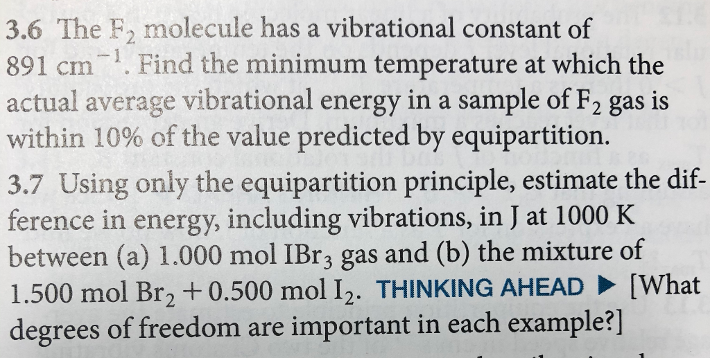 3.6 The F2 molecule has a vibrational constant of 891 | Chegg.com
