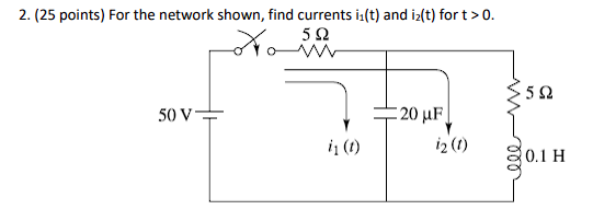 Solved 2. (25 points) For the network shown, find currents | Chegg.com