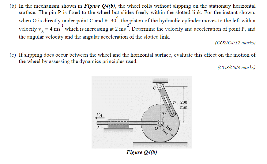 Solved (b) In the mechanism shown in Figure Q4(b), the wheel | Chegg.com