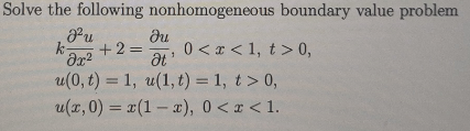 Solved Solve the following nonhomogeneous boundary value | Chegg.com