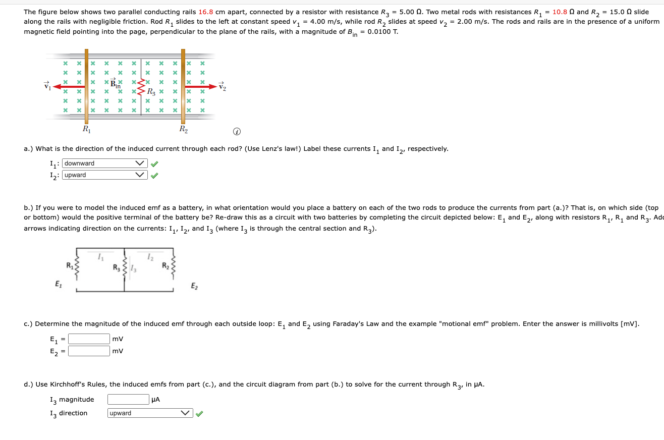 Solved The figure below shows two parallel conducting rails | Chegg.com