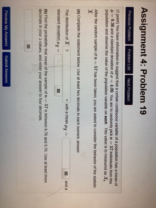 Solved Assignment 4: Problem 19 Previous Problem Problem | Chegg.com