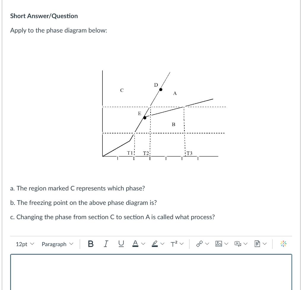 Solved Short Answer/Question Apply to the phase diagram | Chegg.com