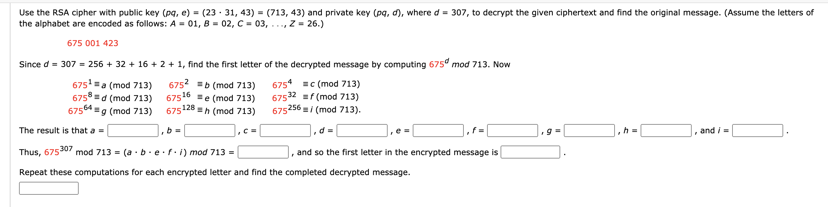 Solved Use The Rsa Cipher With Public Key Pq E 23 · 
