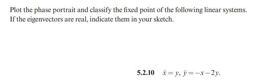 Solved Plot the phase portrait and classify the fixed point | Chegg.com
