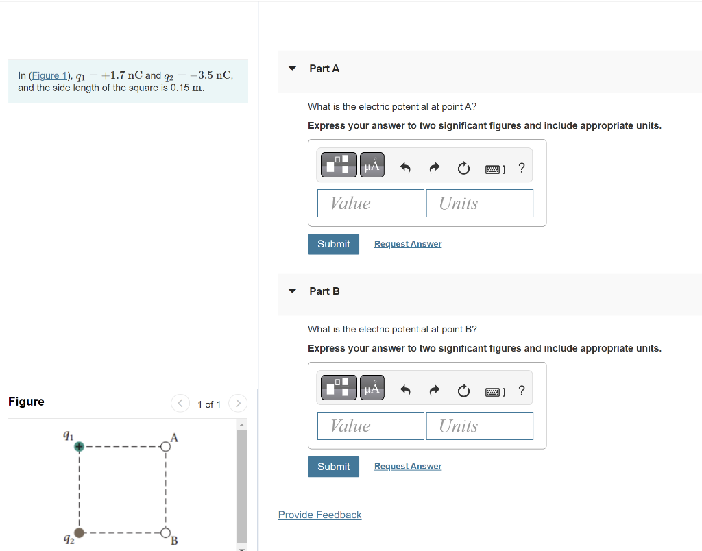 Solved In (Figure 1),q1=+1.7nC and q2=−3.5nC Part A and the | Chegg.com