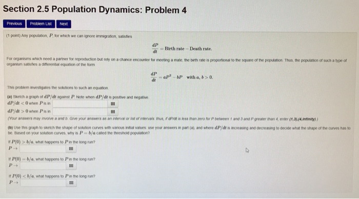 Solved Section 2 5 Population Dynamics Problem 4 Previous