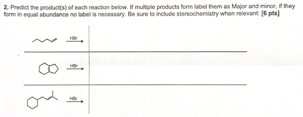 Solved 2. ﻿Predict the product(s) ﻿of each reaction below. | Chegg.com