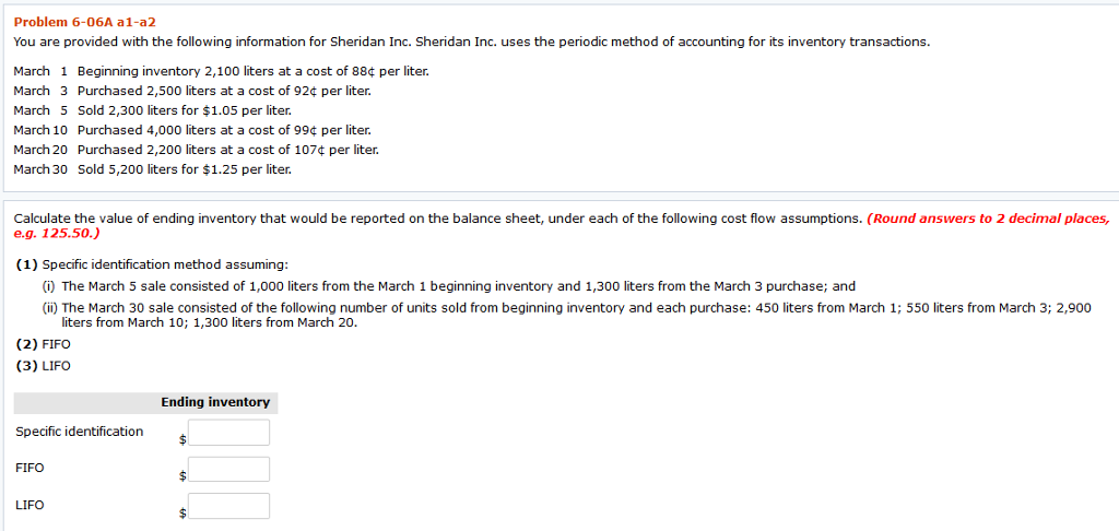 Solved Problem 6-06A a1-a2 You are provided with the | Chegg.com