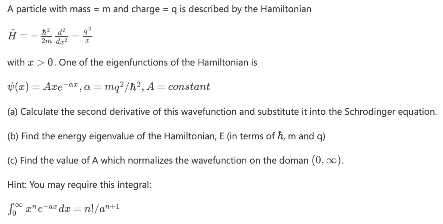 Solved A particle with mass =m and charge =q is described by | Chegg.com