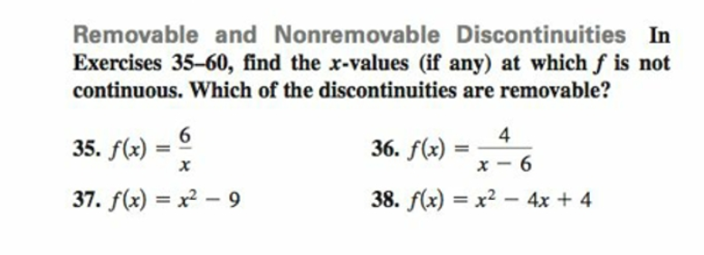 Solved Removable And Nonremovable Discontinuities In