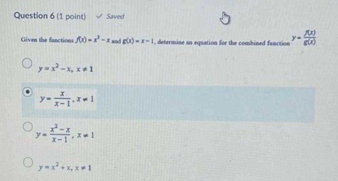 Solved Question 6 (1 point) Saved Given the functions Ax) | Chegg.com
