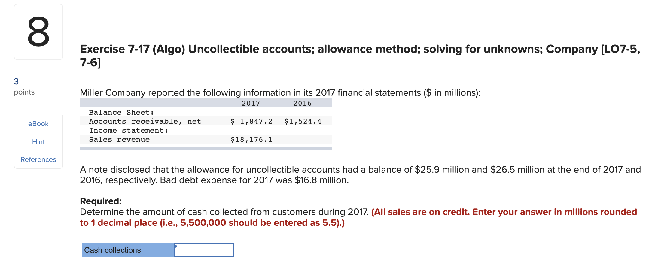 Solved Exercise 7-17 (Algo) Uncollectible accounts; | Chegg.com