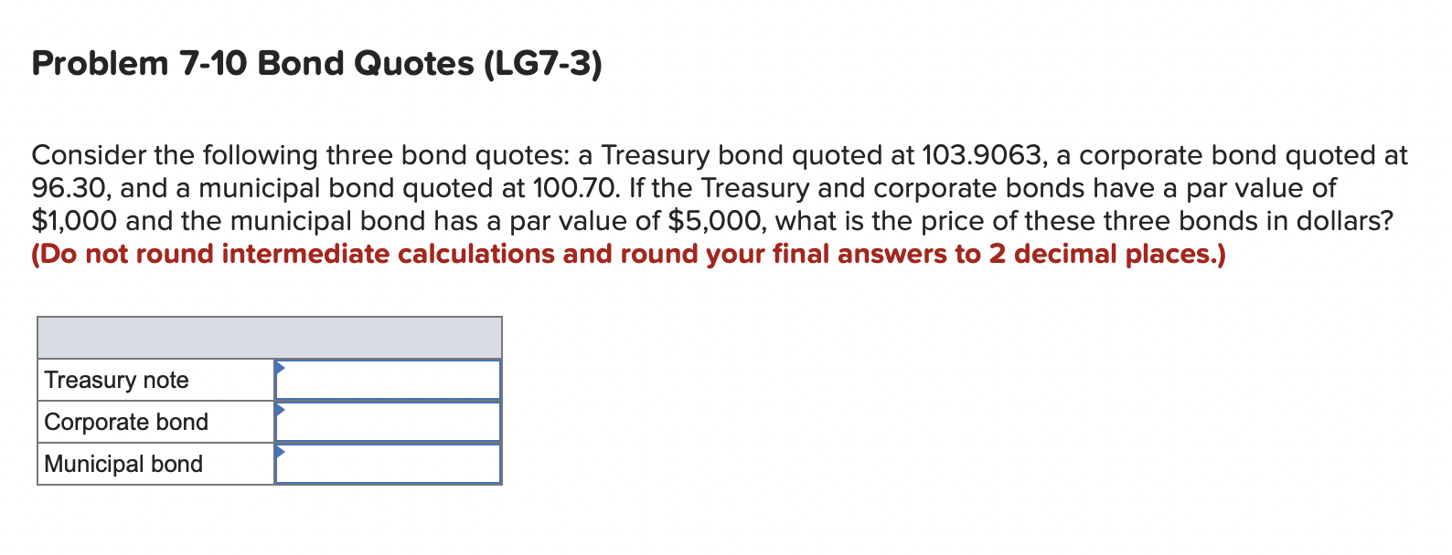 Solved Consider the following three bond quotes: a Treasury | Chegg.com