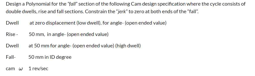 Design a Polynomial for the "fall" section of the | Chegg.com