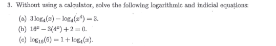 Solved 3. Without using a calculator, solve the following | Chegg.com