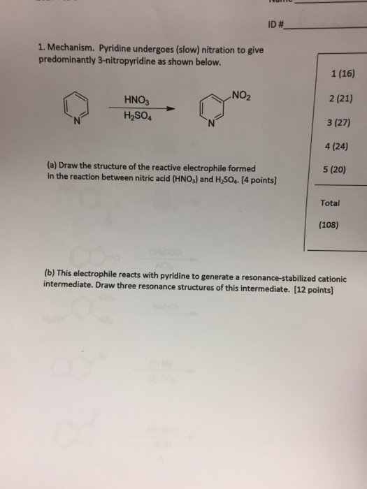 Solved Mechanism. Pyridine undergoes (slow) nitration to | Chegg.com