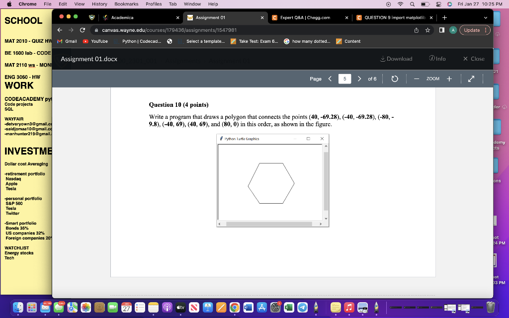 Solved Write a program that draws a polygon that connects | Chegg.com