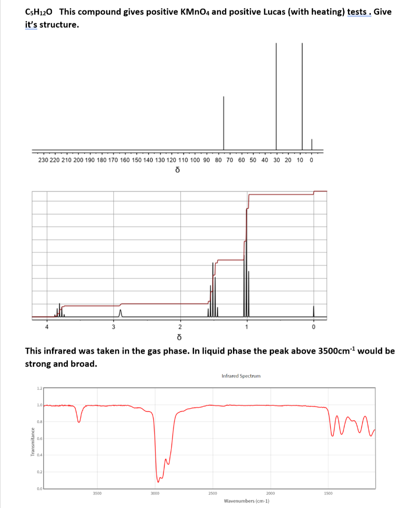 Solved CsH120 This compound gives positive KMnO4 and | Chegg.com