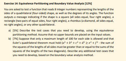 Solved Exercise 14: Equivalence Partitioning and Boundary | Chegg.com
